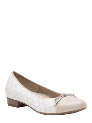 ARA Ara Belinda Ballerina Flat Sand/ White Logo Print
