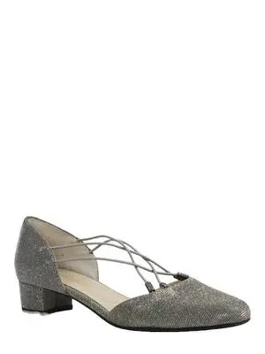 J. Reneé Elastic D'orsay Pumps - Pewter Glitter Fabric