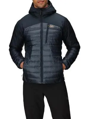 OUTDOOR RESEARCH Helium Water-resistant Hooded Down Jacket - Atlantic