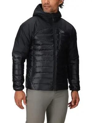 OUTDOOR RESEARCH Helium Water-resistant Hooded Down Jacket - Solid Black
