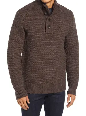 SCHOTT Schott NYC Military Henley Sweater Coffee