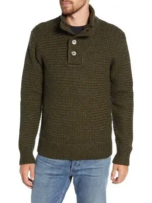 SCHOTT Military Henley Sweater - Moss Green