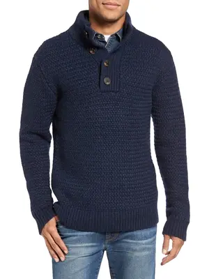 SCHOTT Military Henley Sweater - Navy