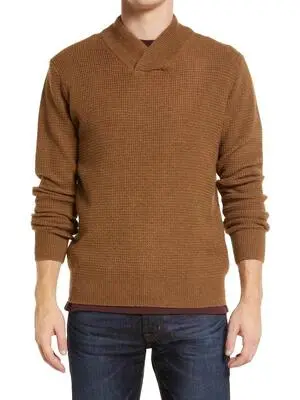 SCHOTT Schott NYC Waffle Knit Wool Blend Pullover Camel
