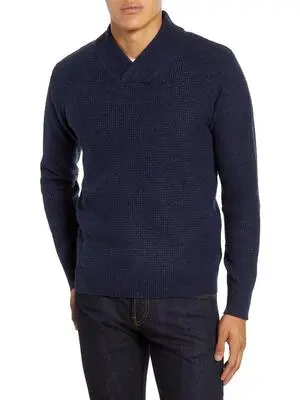 SCHOTT Schott NYC Waffle Knit Wool Blend Pullover Navy