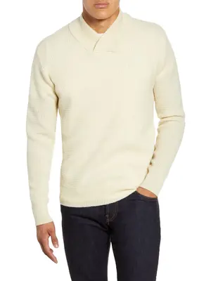 SCHOTT Schott NYC Waffle Knit Wool Blend Pullover Off White
