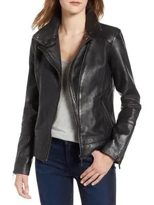 Bernardo Leather Moto Jacket - Black