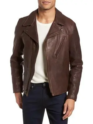 SCHOTT Leather Moto Jacket - Brown