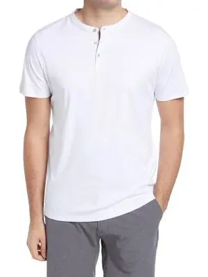 Robert Barakett Georgia Solid Henley Shirt - White