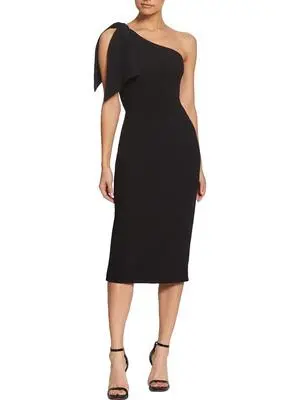Dress The Population Tiffany One-shoulder Midi Dress - Black