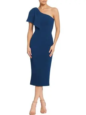 Dress The Population Dress The Population Tiffany One-Shoulder Midi Dress Pacific