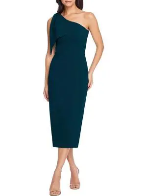 Dress The Population Dress The Population Tiffany One-Shoulder Midi Dress Pine