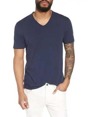 John Varvatos Slim Fit Slub Jersey V-neck T-shirt - Oiled Blue