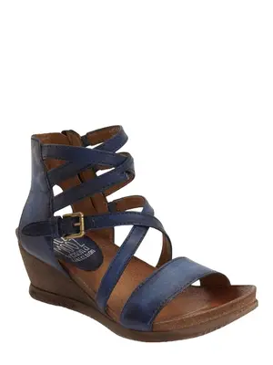 Miz Mooz Miz Mooz Shay Strappy Wedge Sandal Navy Leather