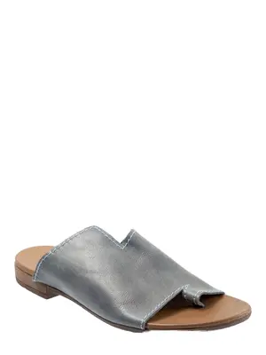 BUENO Bueno Tulla Leather Slide Sandal Blue Leather