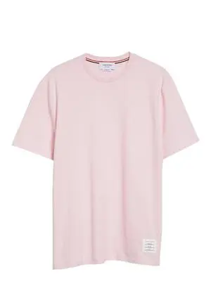 Thom Browne 4-bar Back Stripe Piqué T-shirt - 680 Lt Pink