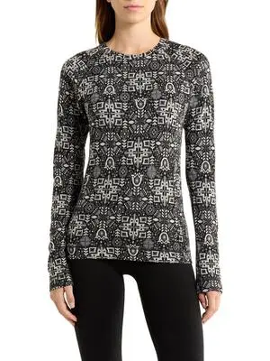 Smartwool Smartwool Merino 250 Base Layer Crew Top Black Deco Floral