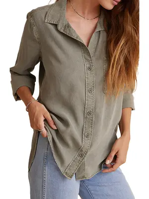 Bella Dahl Bella Dahl Shirttail Button-Up Shirt Soft Army