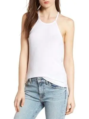 Splendid Ribbed Halter Tank - White
