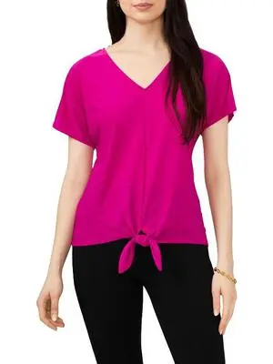 Chaus V-neck Tie Front Top - Berry Tart