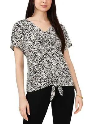 Chaus V-neck Tie Front Top - Ivory