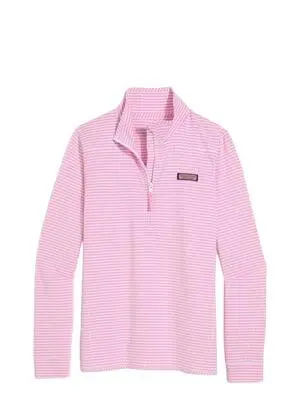 Vineyard Vines Microstripe Sankaty Half Zip Shep Shirt - Cotton Candy Stripe
