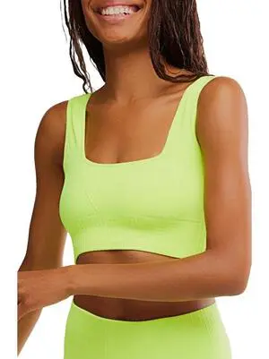Free People Karma Square Neck Sports Bra - Highlighter