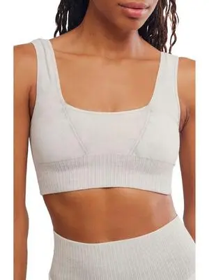 Free People Karma Square Neck Sports Bra - Ice Grey