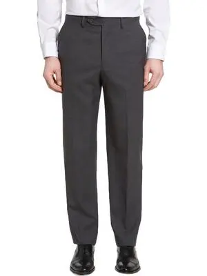 Berle Lightweight Plain Weave Flat Front Trousers - Grey