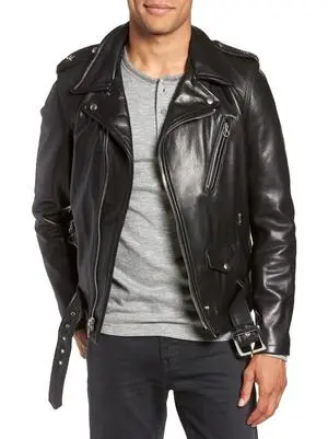 SCHOTT 50s Cowhide Leather Moto Jacket - Black