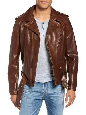 SCHOTT 50s Cowhide Leather Moto Jacket - Brown