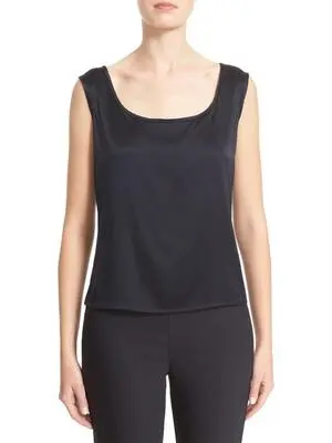 St. John Collection Liquid Satin Round Neck Shell - Cavr Caviar