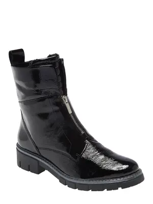 ARA Ara Deon Leather Bootie Black Vernice Patent Leather
