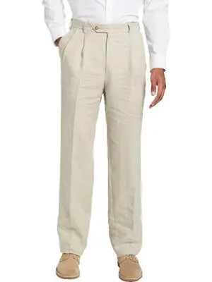 Berle Berle' Pleat Front Linen Pants Tan