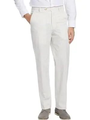 Berle Flat Front Seersucker Pants - Tan