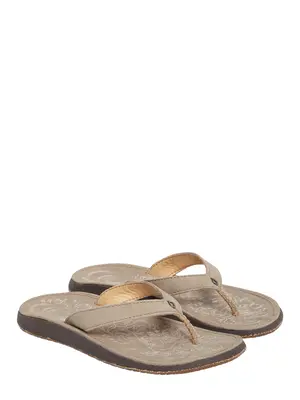 Olukai OluKai Paniolo Flip Flop Taupe/ Taupe Leather