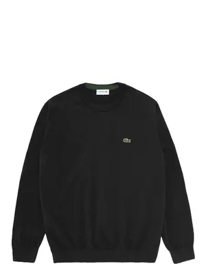 Lacoste Cotton Jersey Crewneck Sweater Black