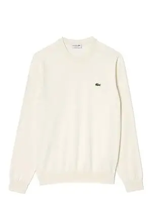 Lacoste Cotton Jersey Crewneck Sweater Flour