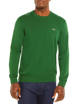 Lacoste Cotton Jersey Crewneck Sweater Green