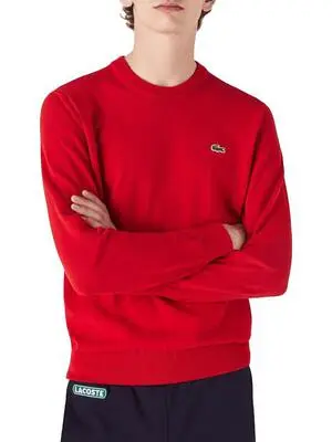 Lacoste Cotton Jersey Crewneck Sweater Red