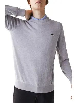 Lacoste Cotton Jersey Crewneck Sweater Silver