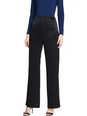 St. John Collection Kate Liquid Satin Pants - Cavr Caviar