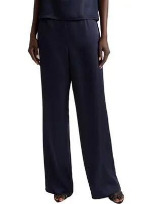 St. John Collection Kate Liquid Satin Pants - Midnight
