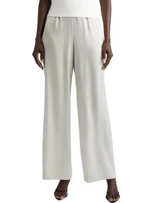 St. John Collection Kate Liquid Satin Pants - Platinum