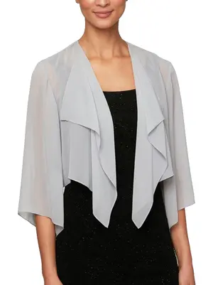 Alex Evenings Alex Evenings Hanky Bolero Cardigan Silver