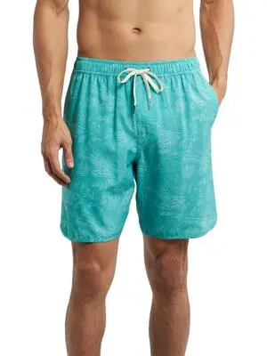 FAIR HARBOR Anchor Swim Trunks Aqua Topographic