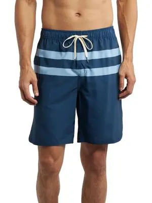 FAIR HARBOR Anchor Swim Trunks Light Blue Stripe