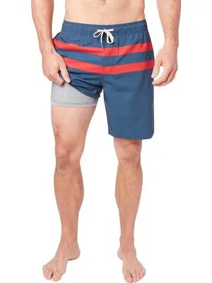 FAIR HARBOR Anchor Swim Trunks Red Stripe