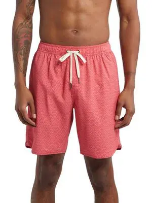 FAIR HARBOR Anchor Swim Trunks - Red Twisted Waves
