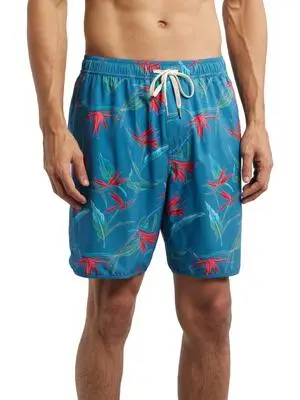FAIR HARBOR Anchor Swim Trunks - Teal Birds Of Paradise